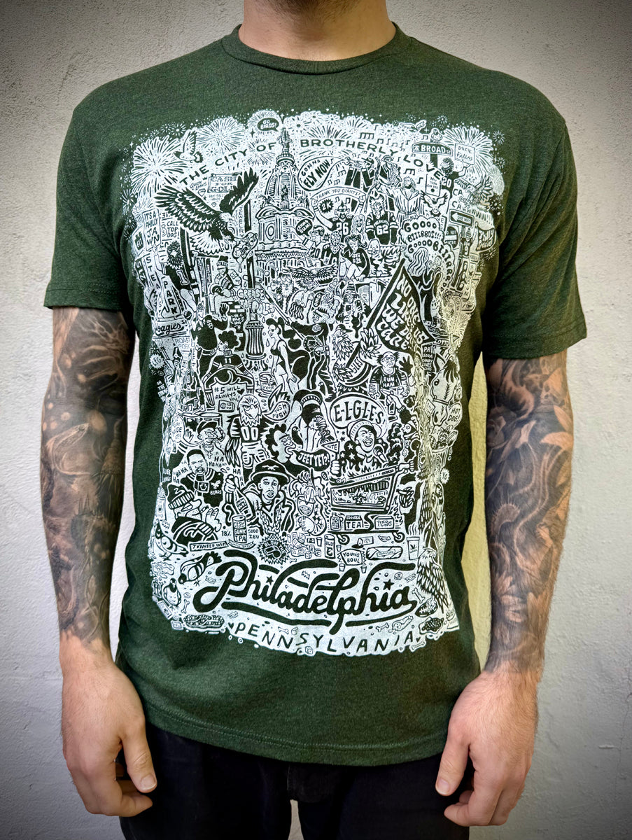 Party on Broad Street Forest Green Unisex TEE – Shop Paul Carpenter Art